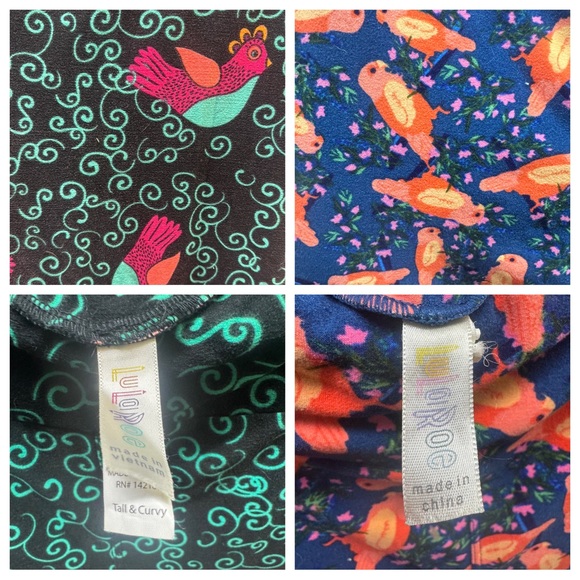 LuLaRoe | Pants & Jumpsuits | 2 Pair Bird Design Print Super Soft Tall ...